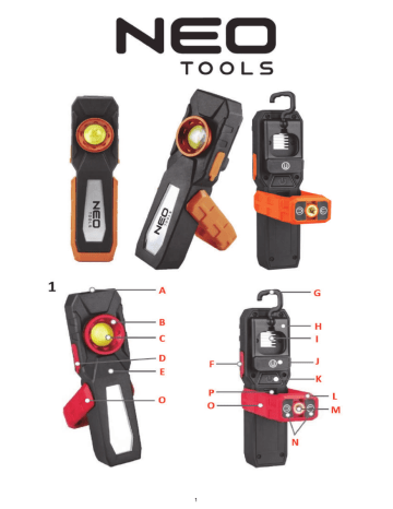 NEO TOOLS 99-072 Workshop lamp 500 lm COB LED Instrukcja obsługi | Manualzz