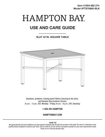 Yotrio 42 Inch Slat Square Table Use and care guide | Manualzz