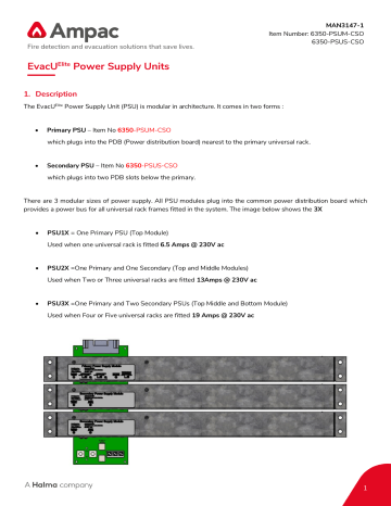Ampac EvacU Elite Power Supply Modules Installation Guide | Manualzz