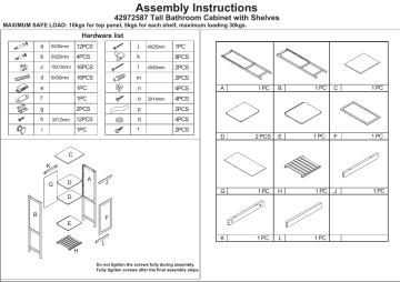 Kmart 42972587 Tall Bathroom Cabinet Assembly Instructions | Manualzz