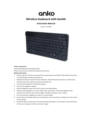 Kmart 43244010 Wireless Keyboard Instruction Manual | Manualzz