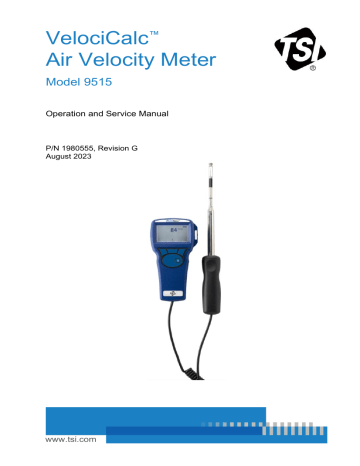 TSI 9515 VelociCalc Air Velocity Meter Owner's Manual | Manualzz