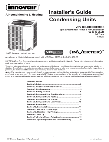 Innovair GOLDTEC Condenser Installation Manual | Manualzz