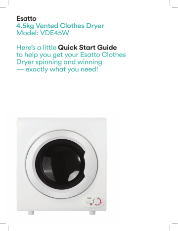 Esatto VDE45W 4.5kg Vented Dryer Quick Start Guide | Manualzz