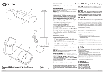 OttLite 7QC00W Organizer LED Desk Lamp Instructions | Manualzz
