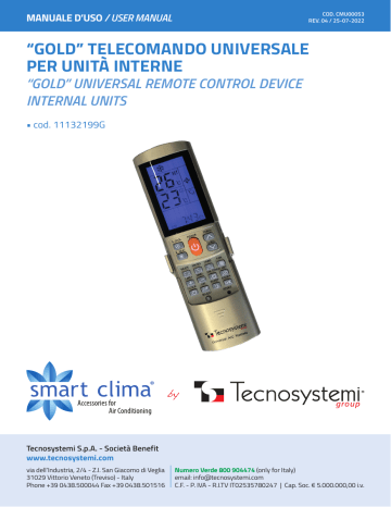 Tecnosystemi GOLD universal remote control Owner's Manual | Manualzz