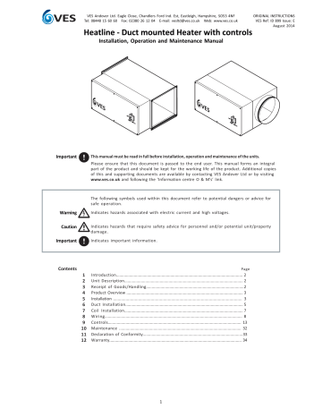 VES Heatline Installation, Operation And Maintenance Manual | Manualzz
