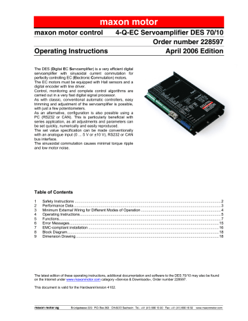 maxon motor 4-Q-EC Operating Instructions Manual | Manualzz