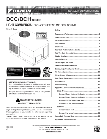 Daikin DCC Series Installation Instructions Manual | Manualzz
