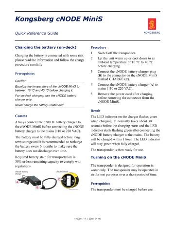 Kongsberg cNODE MiniS Quick Reference Manual | Manualzz
