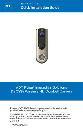 ADT DBC835 Wireless HD Doorbell Camera User Guide | Manualzz