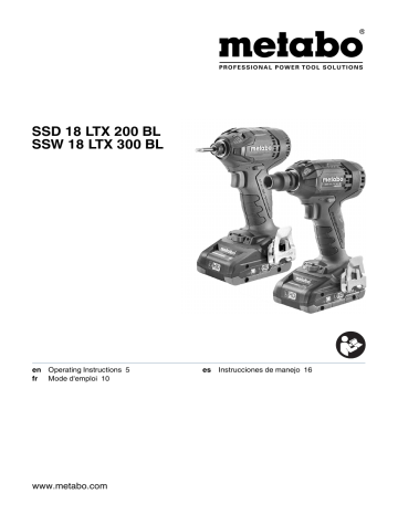 metabo SSD 18 LTX 200 BL Cordless Impact Driver Instructions | Manualzz