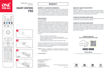 ONE FOR ALL URC 7966 Smart Control Pro Remote User Manual | Manualzz