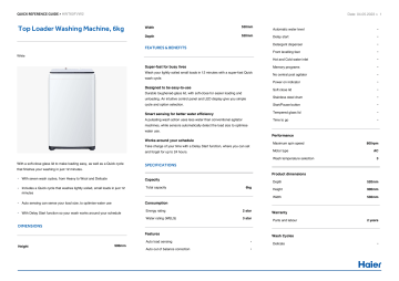 Haier HWT60FVW2 Top Loader Washing Machine User Guide | Manualzz