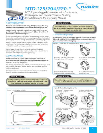 Nuaire NTD-125 Ductmaster Thermal Ducting Installation Guide | Manualzz
