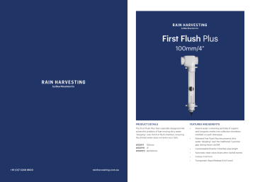 Rain Harvesting DP11 First Flush Plus Diverter User Guide | Manualzz