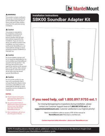 MantelMount SBK00 Soundbar Adapter Kit Instruction manual | Manualzz