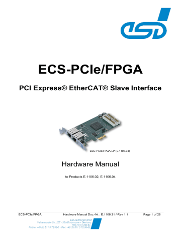 ESD ECS-PCIe/FPGA PCI Express EtherCAT Slave Interface Owner's Manual | Manualzz