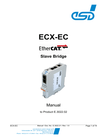 ESD ECX-EC EtherCAT® Bridge Owner's Manual | Manualzz