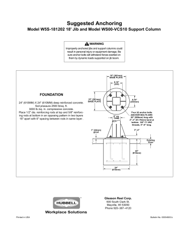 Gleason Reel Column Anchoring Installation Manual | Manualzz
