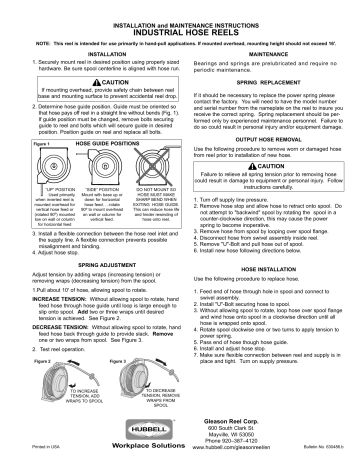 Gleason Reel GH and GRC Series Hose Reel Installation Manual | Manualzz