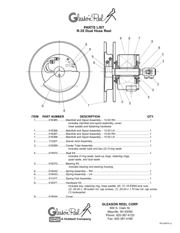 Gleason Reel R-35 Dual Hose Reel Installation Manual | Manualzz