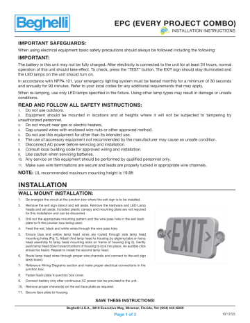 Beghelli EPC Installation Instructions | Manualzz