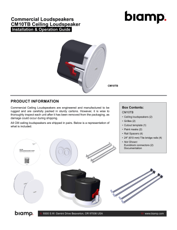 biamp CM10TB Ceiling Loudspeaker Installation Guide | Manualzz