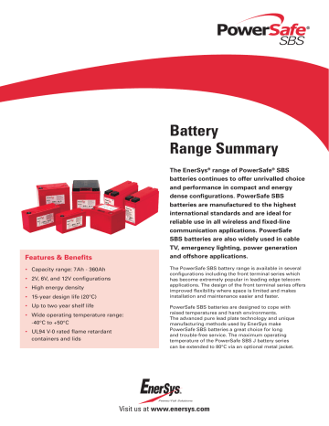 EnerSys SBS 130-6 PowerSafe AGM Battery Instruction manual | Manualzz
