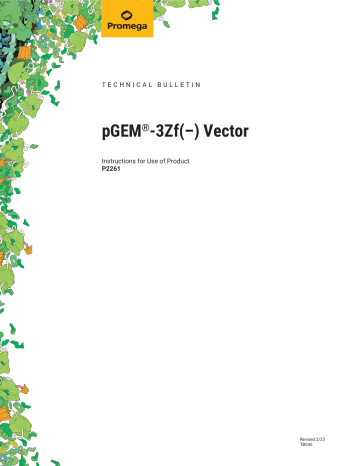 Promega P2261 pGEM-3Zf Vector Instruction manual | Manualzz