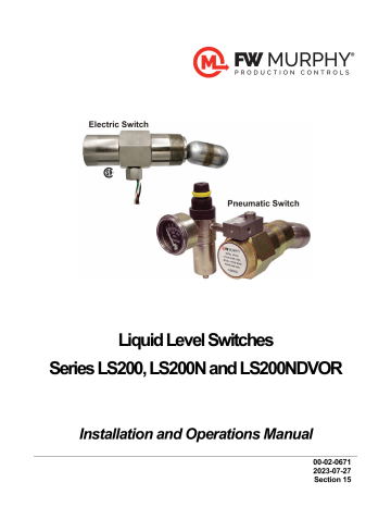 FW MURPHY LS200 Series Level Switch Instruction manual | Manualzz