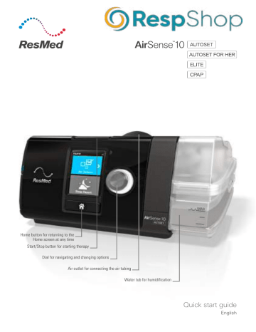 Respshop ResMed AirSense 10 AutoSet CPAP Machine Instruction manual ...