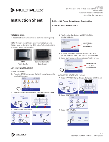 MULTIPLEX MUSM752R.CBR BIC Blend in Cup Units Instruction manual | Manualzz