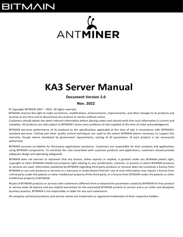 BITMAIN KA3 AntMiner S9 Server Installation Guide | Manualzz