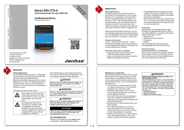 janitza UMG 801 Current Measuring Module Instruction manual | Manualzz
