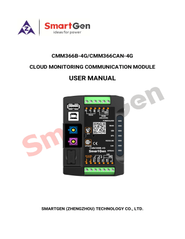 SmartGen CMM366B-4G Cloud Monitoring Communication Module User Manual ...