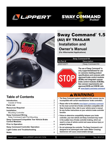 LIPPERT 2020122271 Sway Command Kit Owner’s Manual | Manualzz