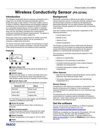 PASCO PS-3210A Wireless Conductivity Sensor User Guide | Manualzz