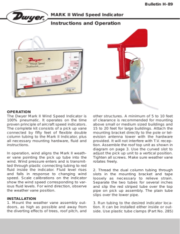 Dwyer MARK II Wind Speed Indicator Instruction manual | Manualzz