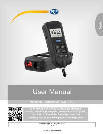 PCE Instruments PCE-T 240 Handheld Tachometer User Manual | Manualzz