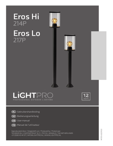 LiGHTPRO Eros Hi 12V Post Light User Manual | Manualzz
