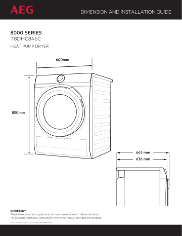 AEG 8000 Series Heat Pump Dryer Installation Guide | Manualzz
