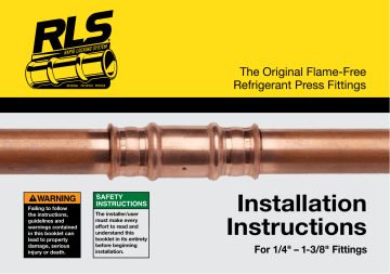 RLS TZ1001A Flame-Free Refrigerant Press Fittings Instruction manual ...