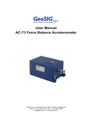 GeoSIG AC-73 Force Balance Accelerometer User Manual | Manualzz