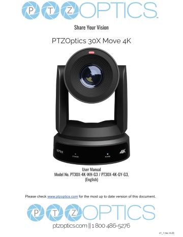 PTZOptics PT30X-4K-WH-G3 PTZ Camera Instruction manual | Manualzz