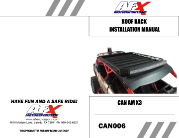AFX MOTORSPORTS CAN006 Sport Roof Rack Installation Guide | Manualzz