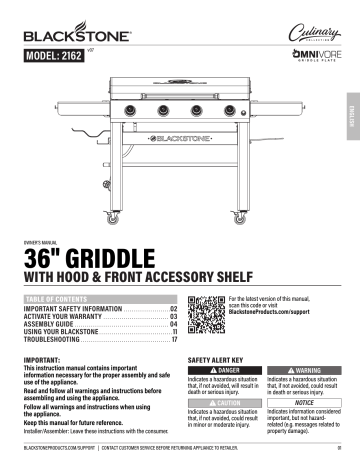BlackStone 2162 36 Griddle Owner’s Manual | Manualzz