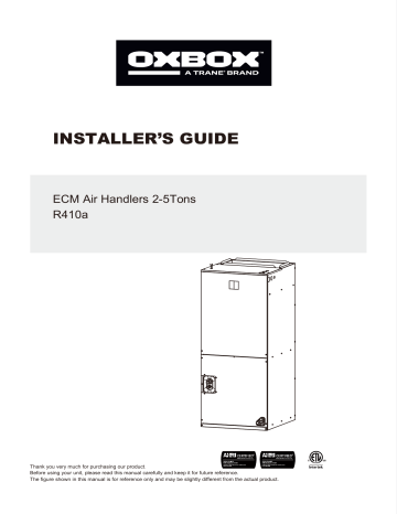 Trane R410A 2-5Tons ECM Air Handlers Installation Guide | Manualzz