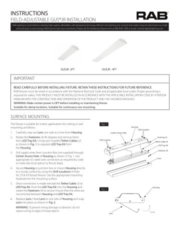 RAB GUSJR-2FT GUS JR Field Adjustable Instruction manual | Manualzz