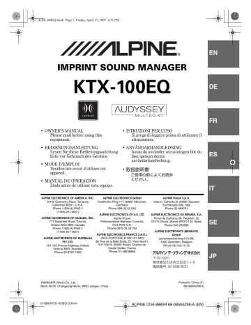 Alpine KTX-100EQ Imprint Sound Manager Bedienungsanleitung | Manualzz